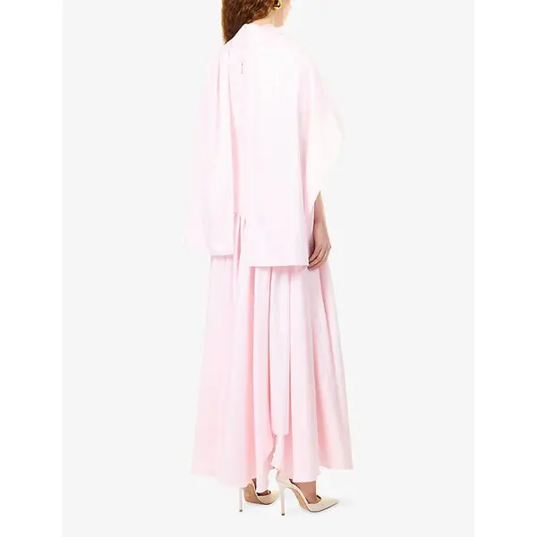 Mona Alshebil Drop-waist Pleated Cotton Maxi Dress