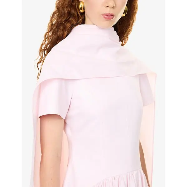 Mona Alshebil Drop-waist Pleated Cotton Maxi Dress