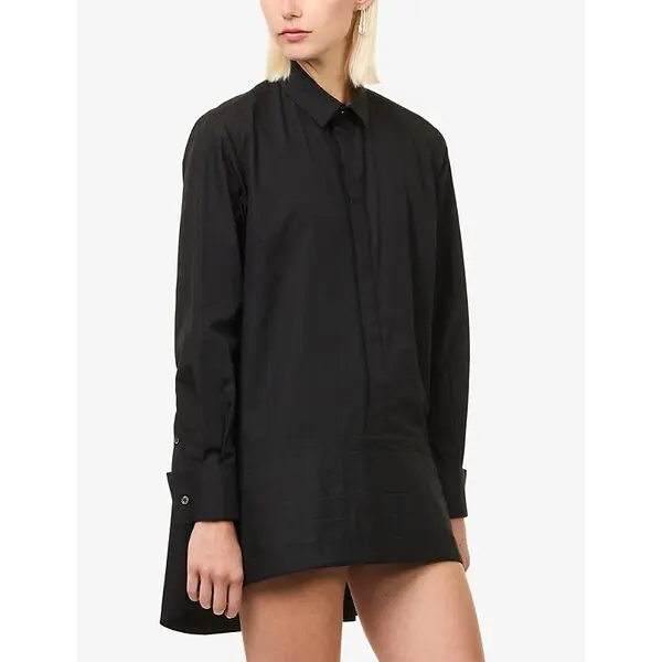 Sacai Pleated Asymmetric Woven Mini Dress