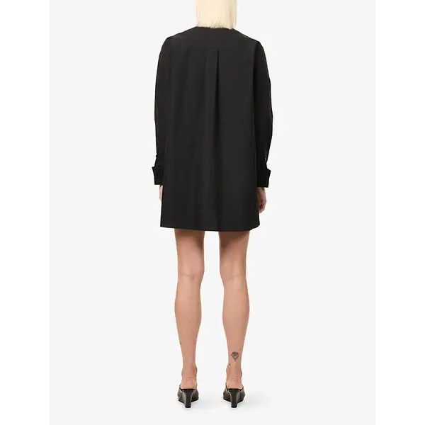 Sacai Pleated Asymmetric Woven Mini Dress