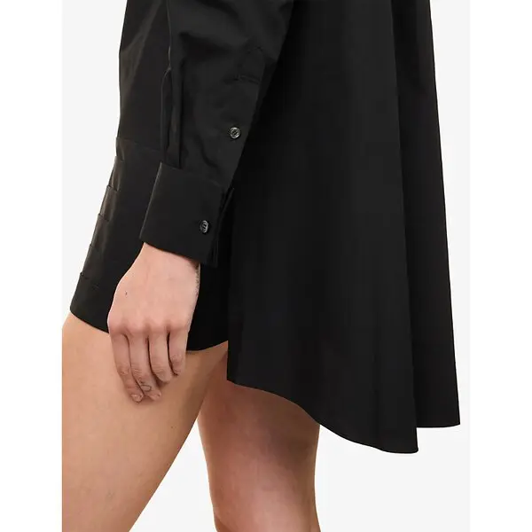 Sacai Pleated Asymmetric Woven Mini Dress