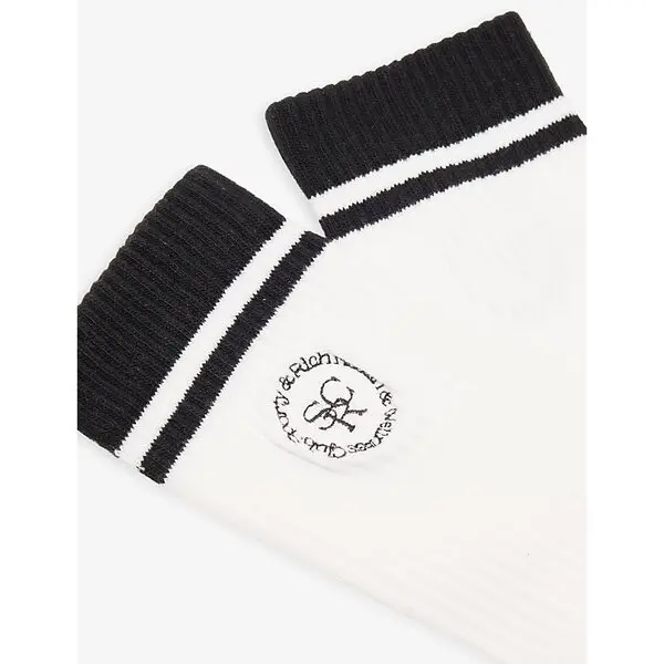 SPORTY & RICH Embroidered Cotton-blend Crew Socks