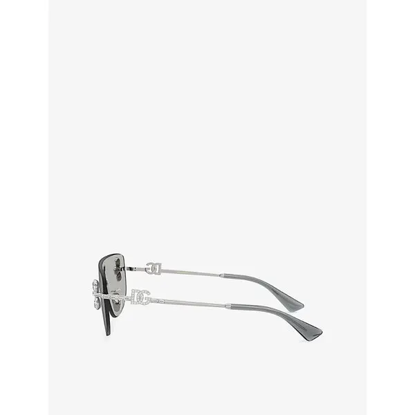 Dolce & Gabbana Shield-frame Metal Embellished Sunglasses - Silver