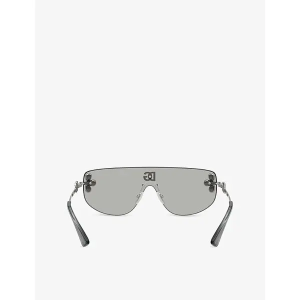 Dolce & Gabbana Shield-frame Metal Embellished Sunglasses - Silver