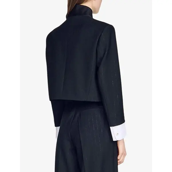 Sandro Pinstriped Cropped Woven Jacket