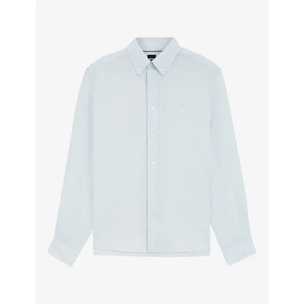 BOSS Brand-embroidered Long-sleeved Linen Shirt