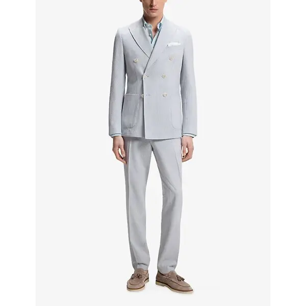 BOSS Brand-embroidered Long-sleeved Linen Shirt
