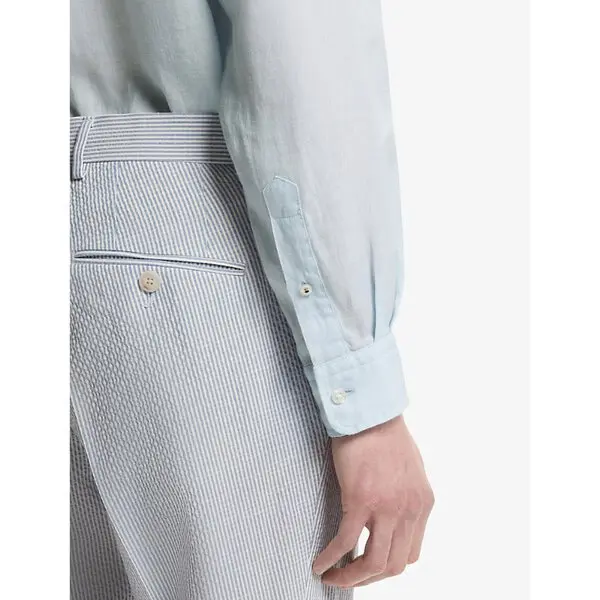 BOSS Brand-embroidered Long-sleeved Linen Shirt