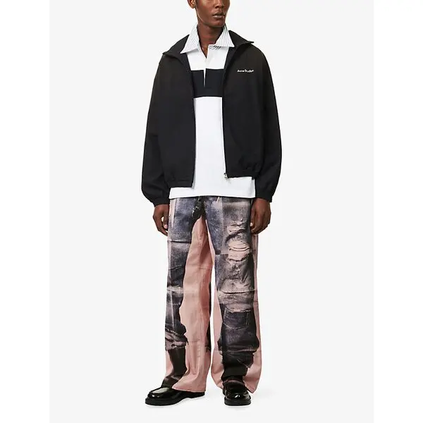 Acne Studios Logo Print Zip Pocket Cotton Jacket