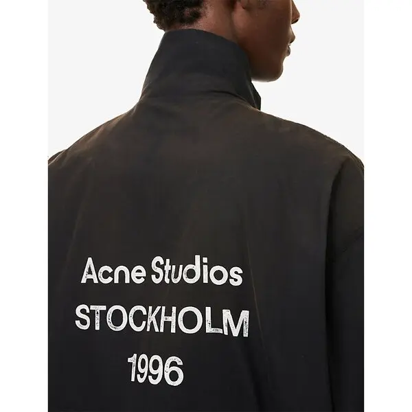Acne Studios Logo Print Zip Pocket Cotton Jacket