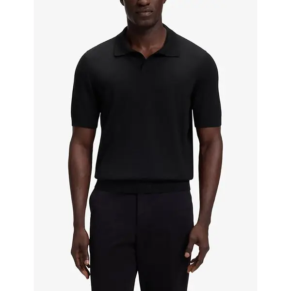 BOSS Short-sleeved Knitted Wool Polo Shirt