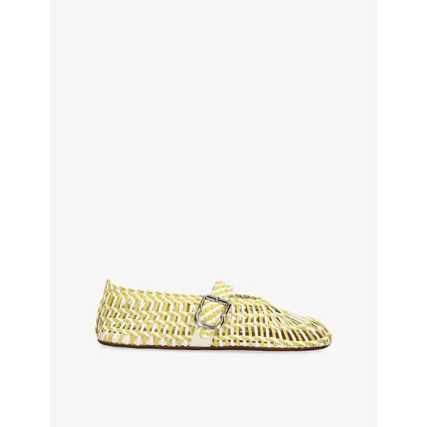 Alaïa Braided Mesh Ballet Flats With Ankle Buckle