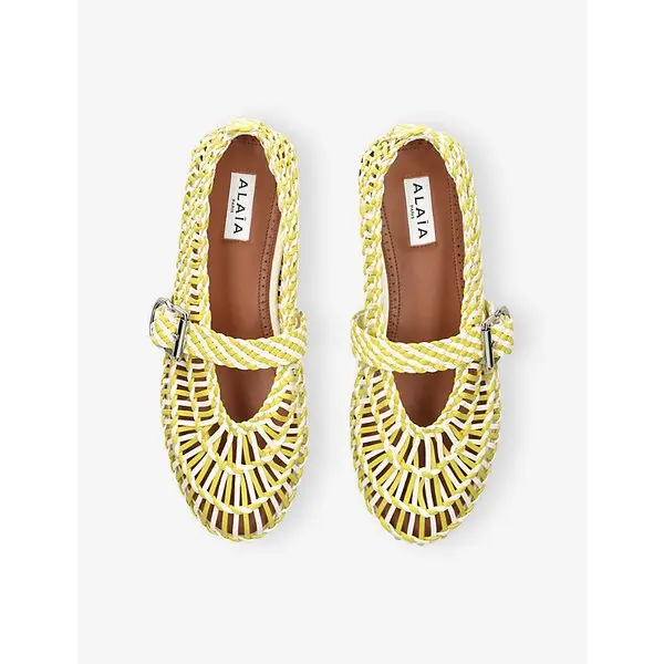 Alaïa Braided Mesh Ballet Flats With Ankle Buckle