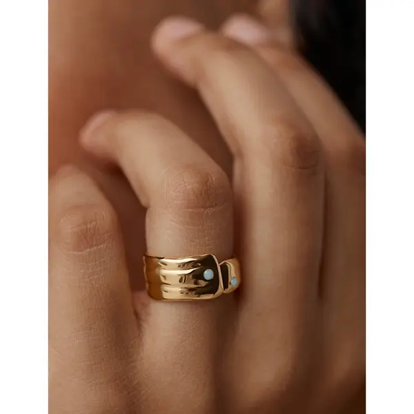 Monica Vinader 18ct Yellow Vermeil And Amazonite Ring