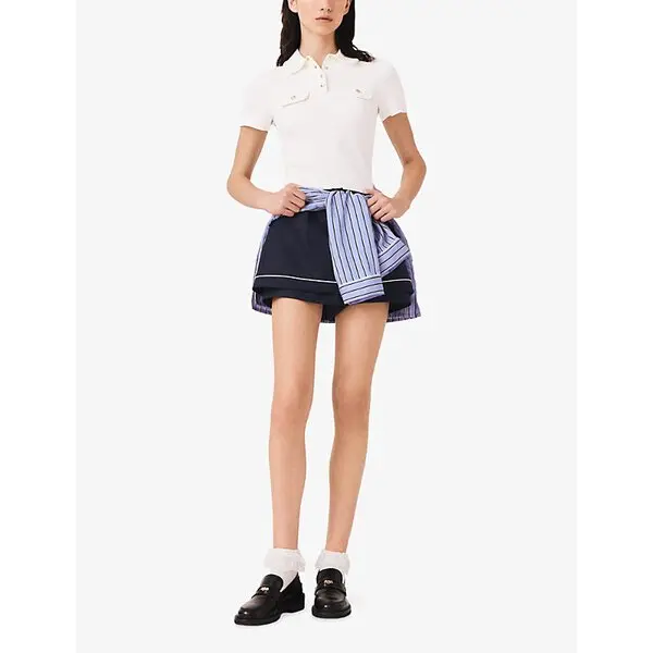 Maje Slim-fit Knitted Polo Shirt With Flap Pockets