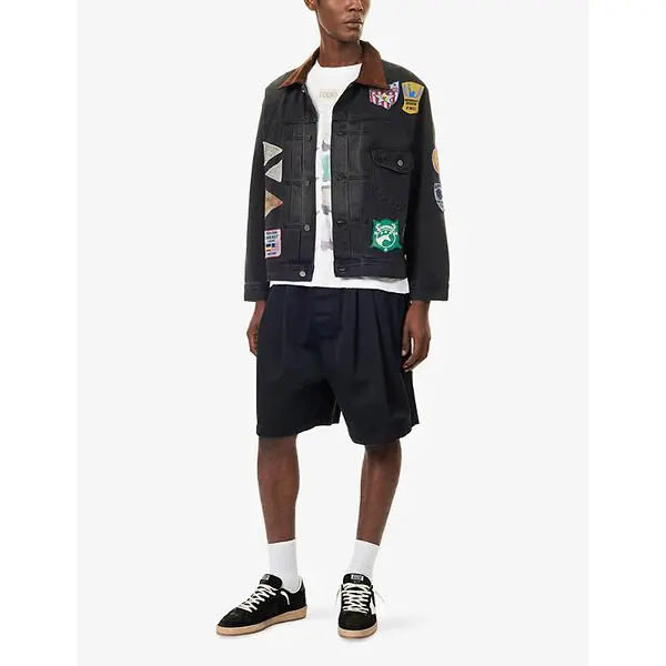 FOUND Patchwork Corduroy Collar Denim Jacket