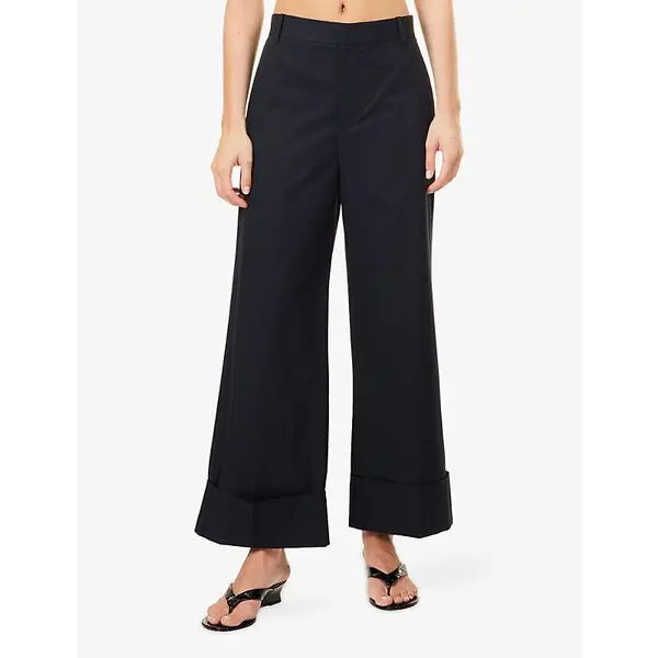 FRAME Palazzo Wide-leg Cotton Trousers