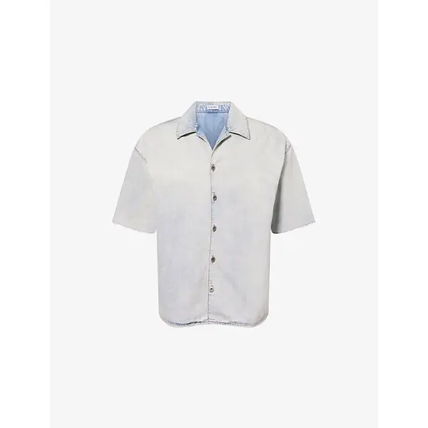 Loewe Anagram Short-sleeve Denim Shirt - Washed Blue