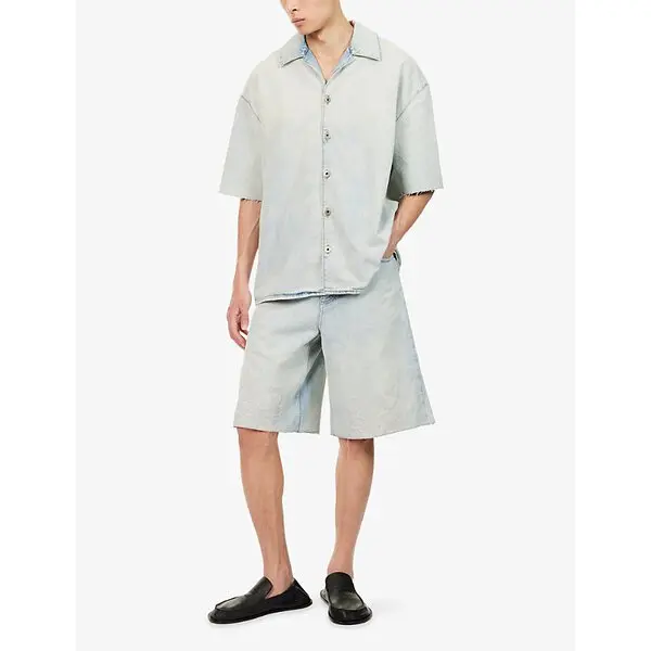 Loewe Anagram Short-sleeve Denim Shirt - Washed Blue