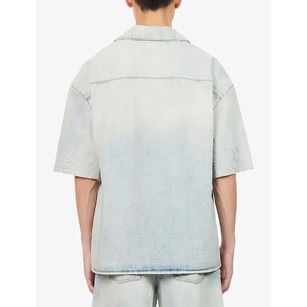 Loewe Anagram Short-sleeve Denim Shirt - Washed Blue