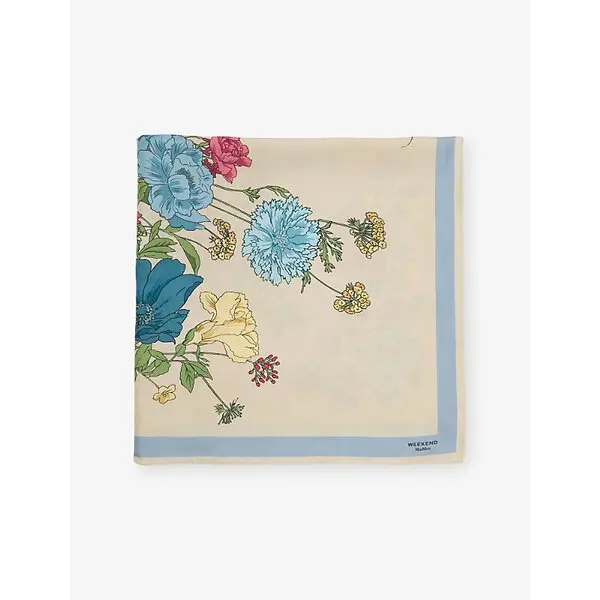 Max Mara Floral-print Silk Scarf - Beige