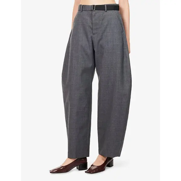 Sacai Curved-leg High-rise Wool Suit Trousers