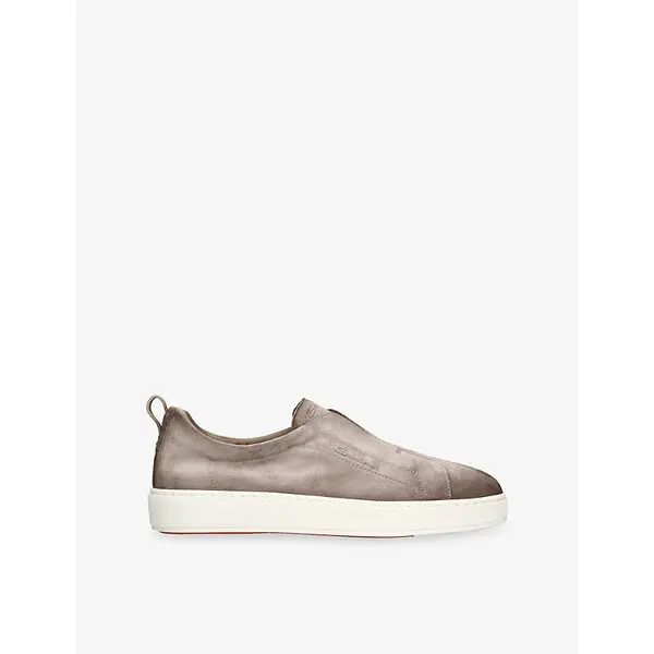 Santoni Victory Unlined Suede Trainers - Beige