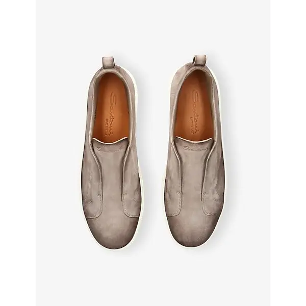 Santoni Victory Unlined Suede Trainers - Beige