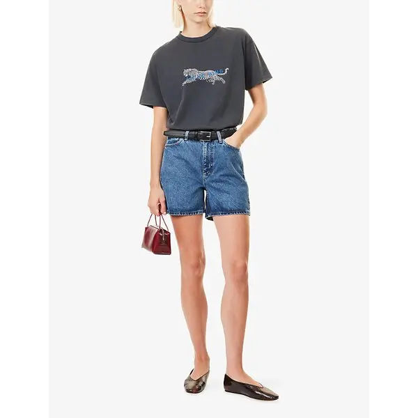ANINE BING Relaxed-fit Embroidered Logo Cotton T-shirt