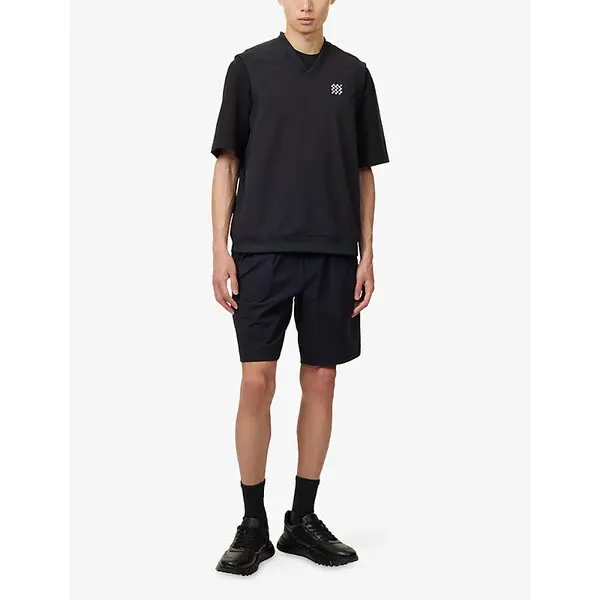 MANORS Reversible Stretch-woven V-neck Vest - Black