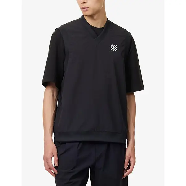 MANORS Reversible Stretch-woven V-neck Vest - Black