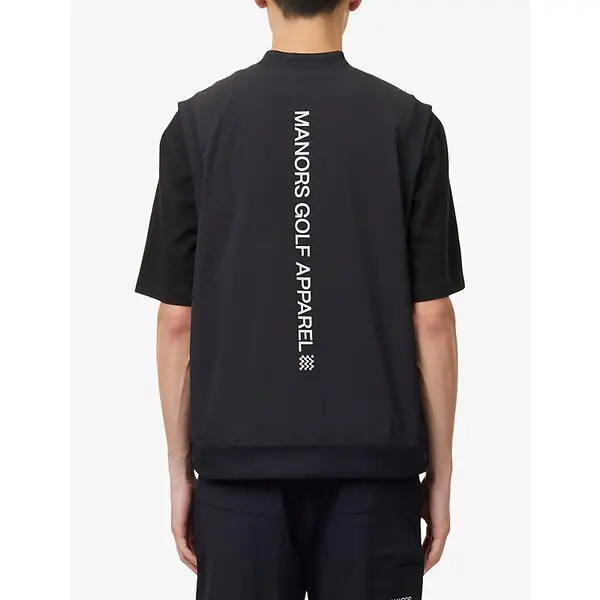 MANORS Reversible Stretch-woven V-neck Vest - Black