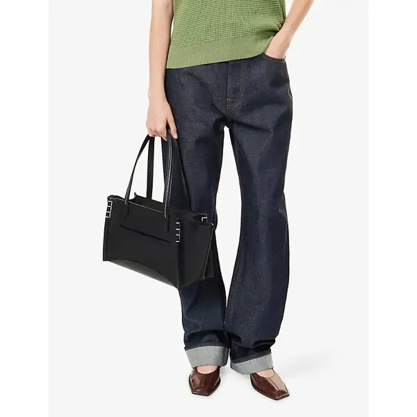 JW Anderson Elongated Loafer Cabas Leather Tote Bag - Black