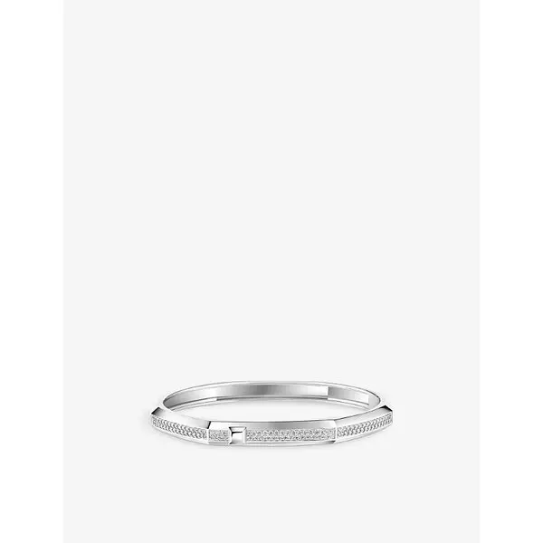 Messika Moderniste Pave Medium 18ct Gold And Diamond Bangle Bracelet - White