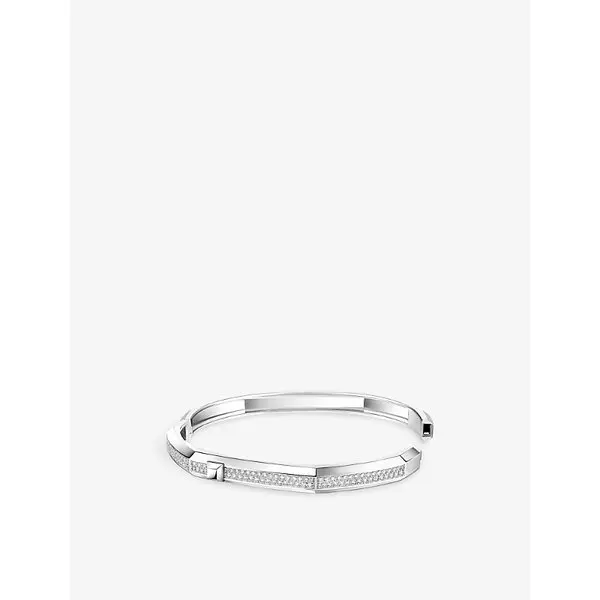 Messika Moderniste Pave Medium 18ct Gold And Diamond Bangle Bracelet - White