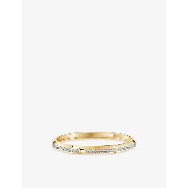 Messika Moderniste Pave Medium 18ct Gold And 0.75ct Diamond Bangle Bracelet - Yellow