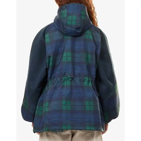 DAMSON MADDER Checked Raincoat With Drawstring Hood And Logo Embroidery