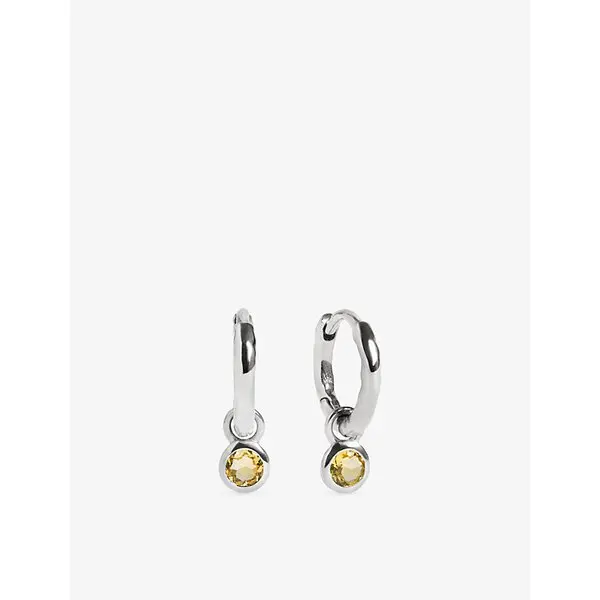 Monica Vinader Sterling Citrine Huggie Earrings - Silver