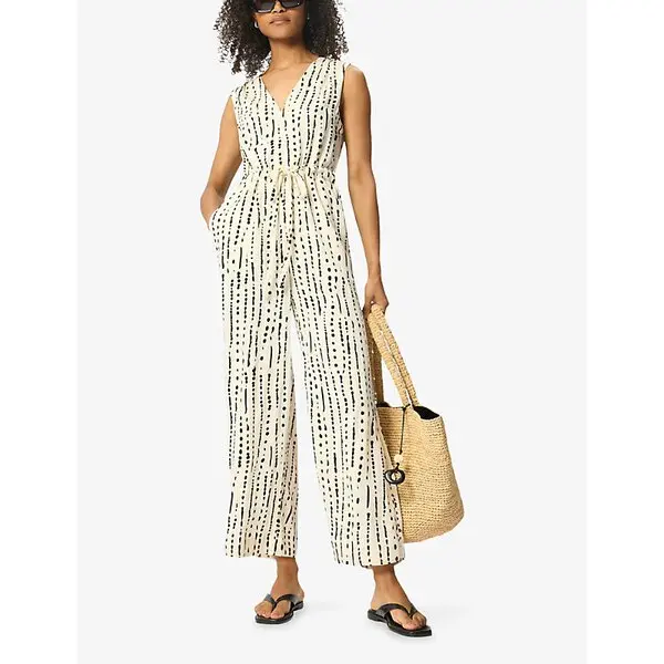 Whistles Patterned Wide-leg Woven Jumpsuit