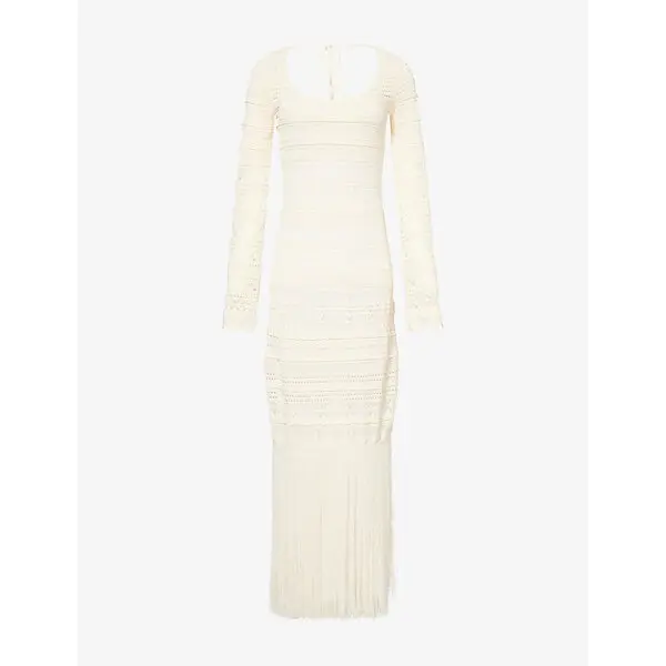 Devon Windsor Uma Knitted Maxi Dress With Fringe Hem
