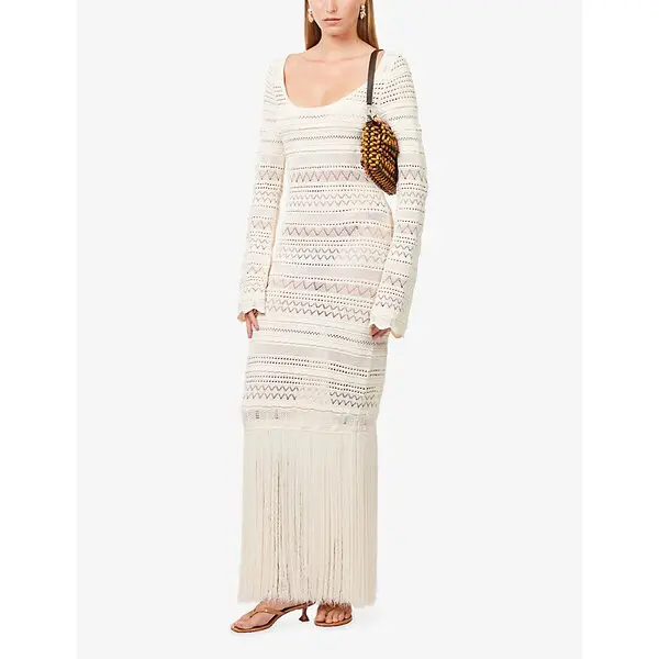 Devon Windsor Uma Knitted Maxi Dress With Fringe Hem