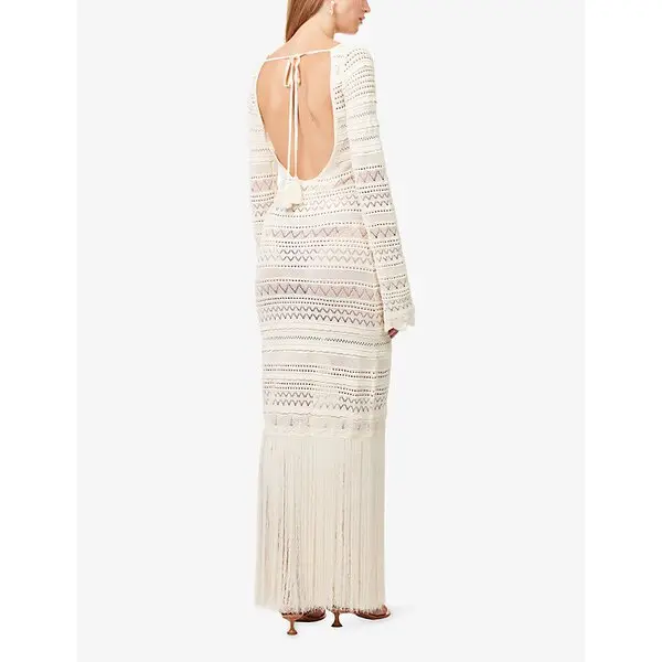 Devon Windsor Uma Knitted Maxi Dress With Fringe Hem