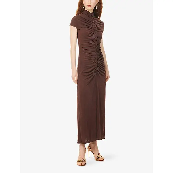 Anna October Priscilla Ruched Stretch-woven Midi Dress