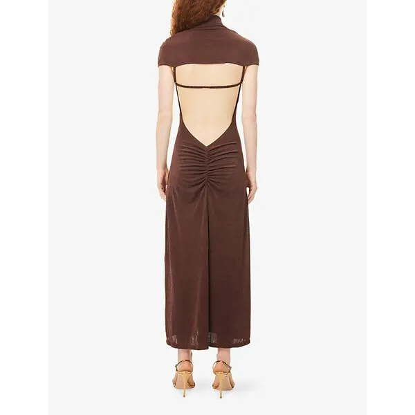 Anna October Priscilla Ruched Stretch-woven Midi Dress