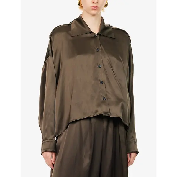 Khaite Bodine Silk Shirt - Dark Olive