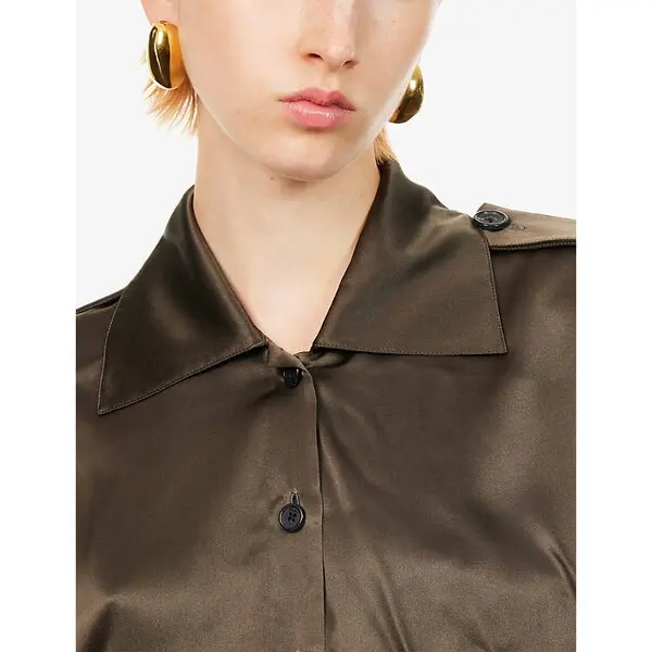 Khaite Bodine Silk Shirt - Dark Olive