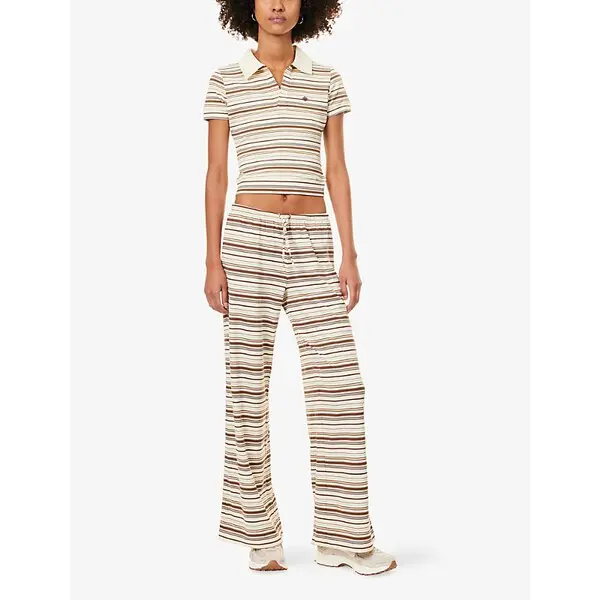 THE COUTURE CLUB Striped Ribbed Polo Top