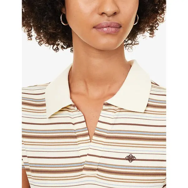 THE COUTURE CLUB Striped Ribbed Polo Top