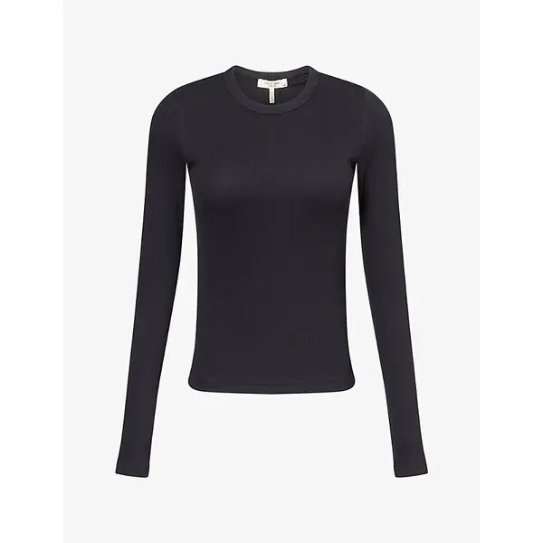 Rag & Bone The Essential Ribbed Stretch-cotton T-shirt - Black