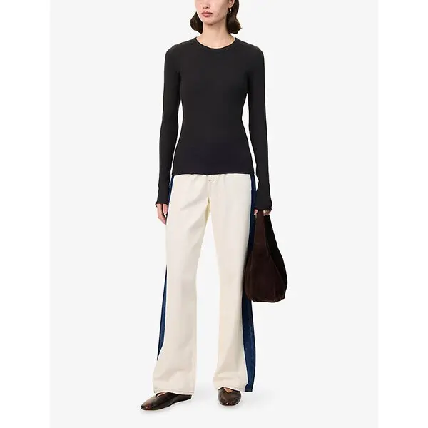 Rag & Bone The Essential Ribbed Stretch-cotton T-shirt - Black